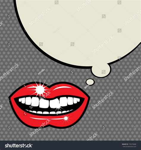 Open Red Lips Teeth Vector Illustration Stock Vector Royalty Free