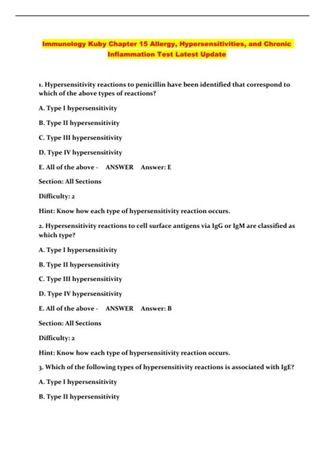 Immunology Kuby Chapter 15 Allergy Hypersensitivities And Chronic