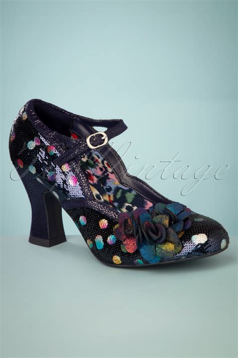 Ruby Shoo 50er Nina Pailletten Pumps In Navy