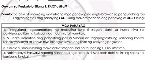 Gawain sa Pagkatuto Bilang 1 FACT BLUFF | StudyX