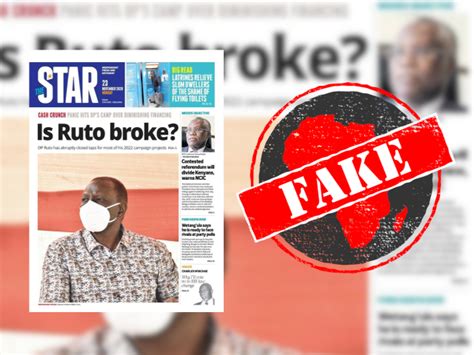 ‘ruto Has Closed Taps No Kenyas Star Newspaper Photoshopped