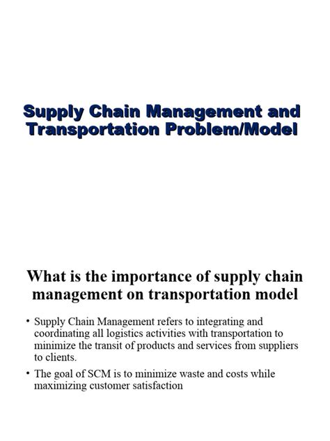 2 scm and transportation problem pdf linear programming supply chain