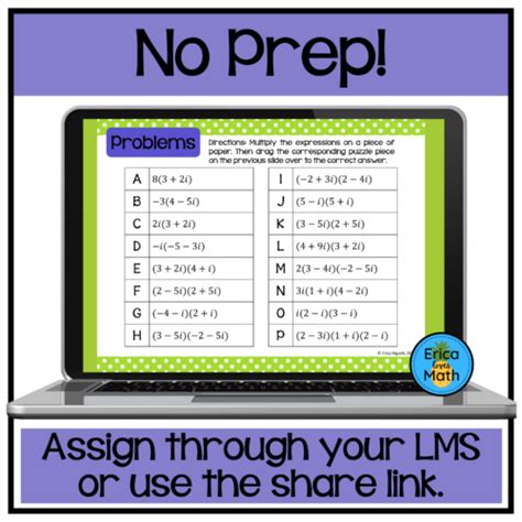 Multiplying Complex Numbers Digital Activity Picture Puzzle Classful