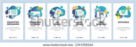 Web Site Onboarding Screens Cyber Security Stock Vector Royalty Free