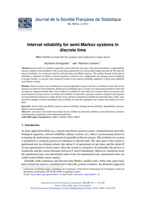 Pdf Interval Reliability For Semi Markov Systems In Discrete Time