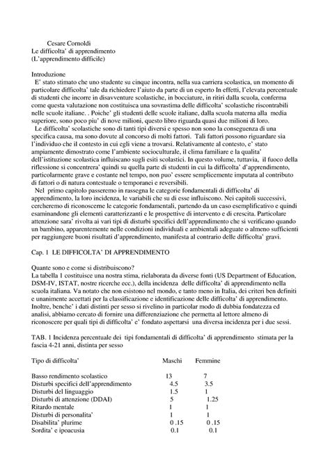 Cornoldi Le Difficolta Di Apprendimento Cesare Cornoldi Le Difficolta