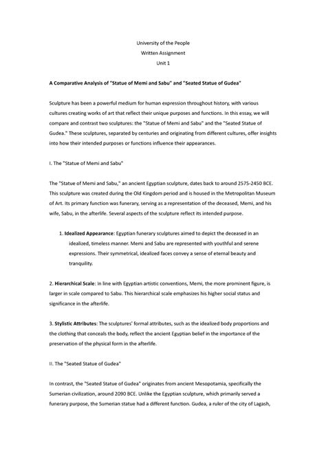 Written Assignment Unit 1 University Of The People Written Assignment Unit 1 A Comparative