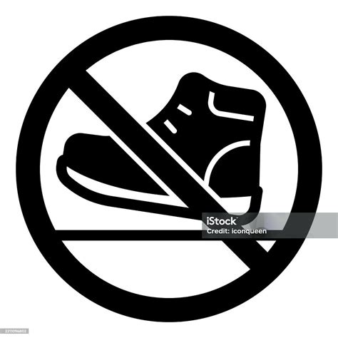 부츠 바닥 금지 고체 아이콘 금지 된 요소 개념 벡터 그래픽입니다 인간의 신발 신발 발자국 흰색 배경에 금지 된 기호 스타일 모바일 또는 디자인 걷기에 대한 스톡 벡터 아트