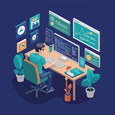 Programmer Workflow Illustration Concept 3d Illustration Vector