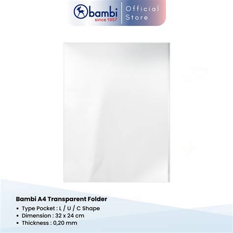 Bambi A4 Transparent Folder L Shape U Shape C Shape Bambi Files
