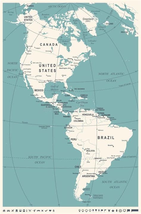 Vintage South America Map Vector Stock Illustrations 2538 Vintage