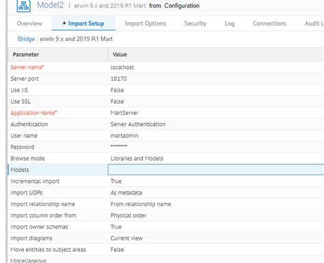 how to import erwin model and mart model via metadata explorer in erwin