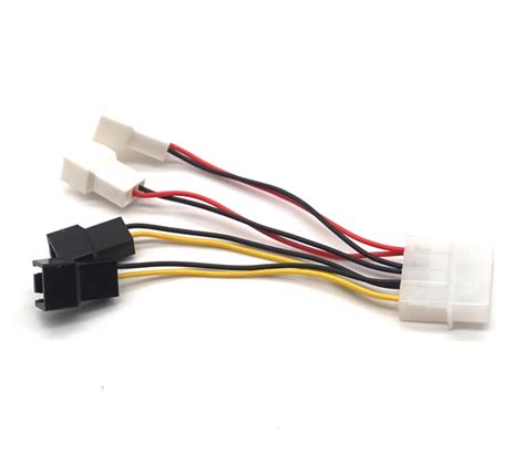 Plugadget 2pcs 4 Pin Pc Cpu Fan Power Cables 4pin Molex To 3pin Power