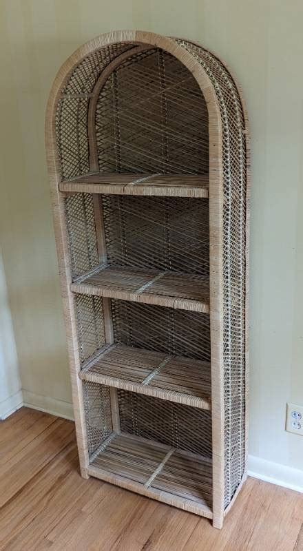 Vintage Arched Wicker Bookshelf 4654126829