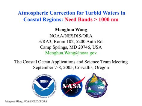 Ppt Atmospheric Correction For Turbid Waters In Coastal Regions Need