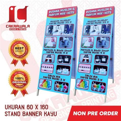 Jual STAND BANNER KAYU UKURAN 60 X160 STANDING BANNER KAYU PROMOSI