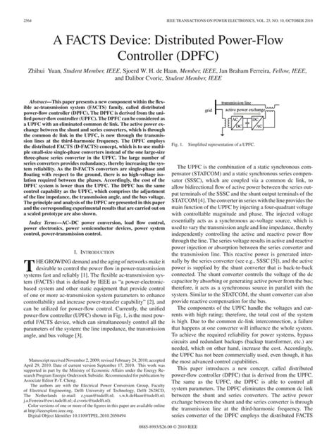Pe 2010 25 10 A Facts Device Distributed Power Flow Controller Pdf