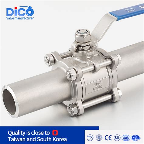 Dico CE ISO Butt Weld End With Extended Pipe Industrial 3PC Ball Valve
