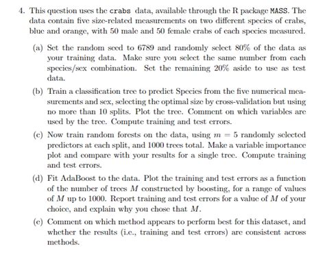 Solved 4 This Question Uses The Crabs Data Available