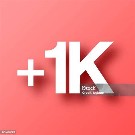 1k 1000 플러스 천 그림자가 있는 빨간색 배경의 아이콘 1에 대한 스톡 벡터 아트 및 기타 이미지 1 3차원 형태