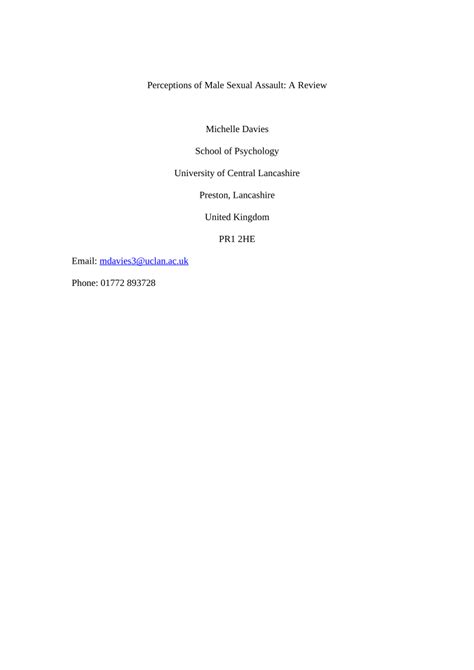 Pdf Perceptions Of Male Sexual Assault A Review
