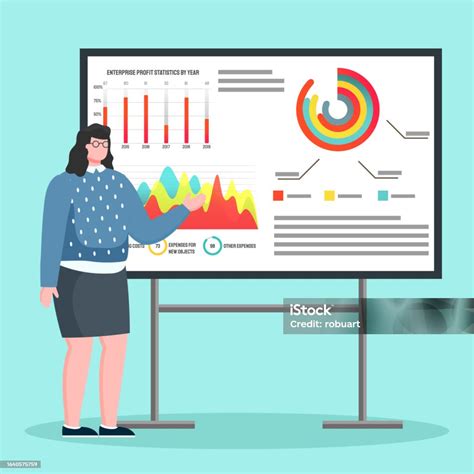 비즈니스 데이터 분석 개념입니다 회의에서 성장 차트를 분석하는 여성 금융가 마케터 개념에 대한 스톡 벡터 아트 및 기타 이미지 개념 개발 개선 Istock