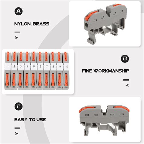 10 Sets Rail Terminal Leverage Quick Splice Wire Connectors Din Rail