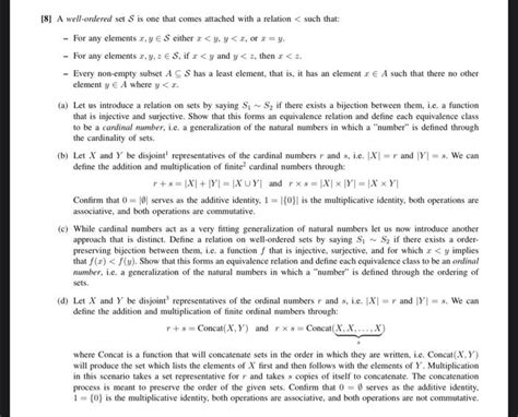 Solved 8 A Well Ordered Set S Is One That Comes Attached