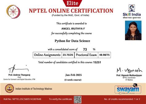 Python Datascience Nptel Iitmadras Skilldevelopment Angel Iruthya F