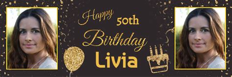 50th Birthday Banners With Personalised Photos With Free Design