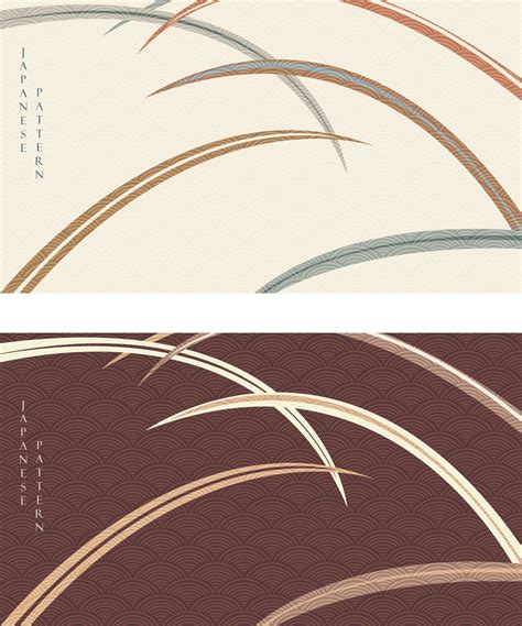 Japanese Background With Leaves Pattern Vector Abstract Art Banner