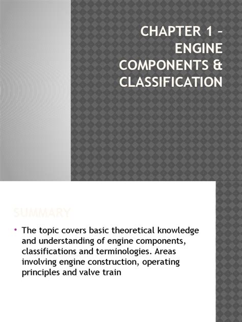 Engine Components And Classification Pdf Internal Combustion Engine Diesel Engine