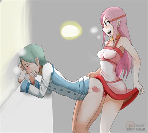 Rule 34 2girls Anemone Eureka Seven Aqua Hair Blush Breasts Choker