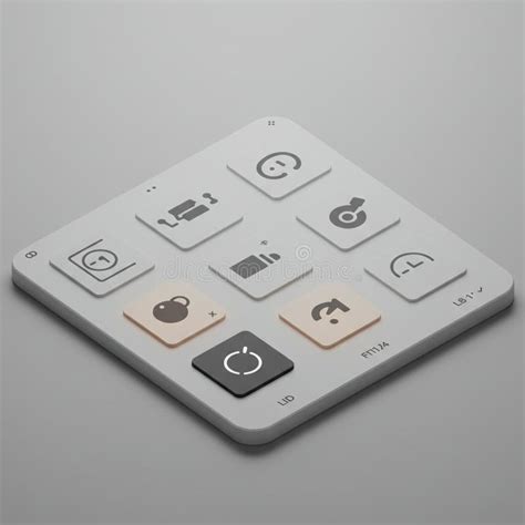 A 3d Rendered Keypad Featuring A Grid Of Nine Square Buttons With