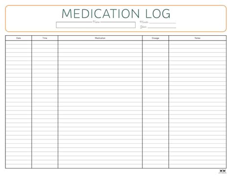 Editable Printable Monthly Medication And Symptoms Chatrt