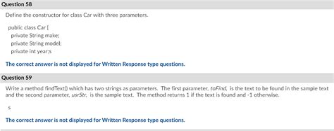 solved question 58 define the constructor for class car with