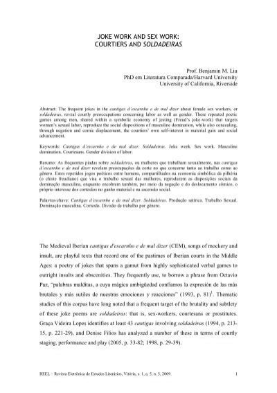 Joke Work And Sex Work Courtiers And Courtesans