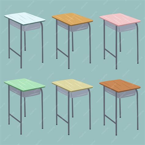 Premium Vector School Desk Vector Illustration Set