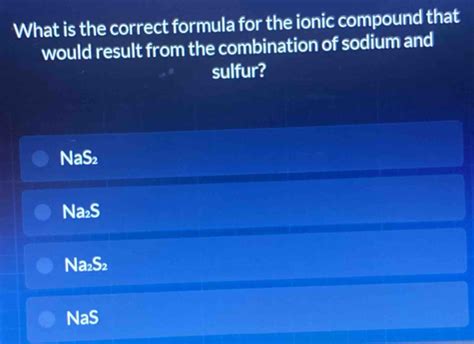 Solved What Is The Correct Formula For The Ionic Compound That Would