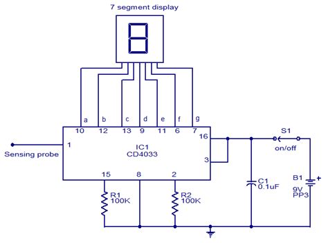 7 Segment Counter Display Circuit Using Ic 555 And Cd4033