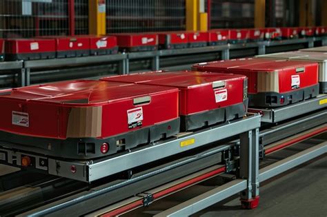 Premium Photo Autonomous Robots Sorting Packages In A Warehouse
