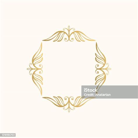 黄金のカリグラフィックの境界線を持つ豪華なヴィンテージフレームベクター分離図 つる草のベクターアート素材や画像を多数ご用意 つる草