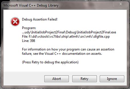 C Second Use Of CFileDialog In My Program Gets The Run Time Error
