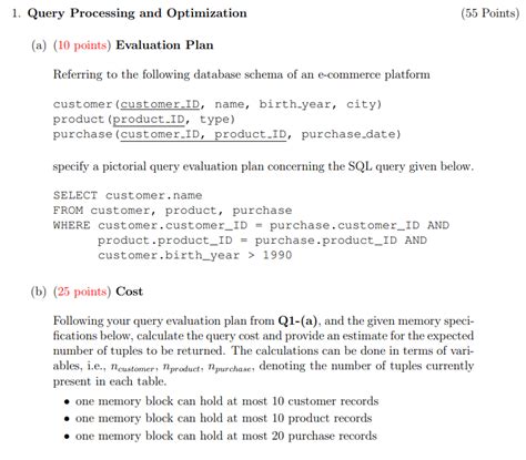 solved query processing and optimization a 10 ﻿points