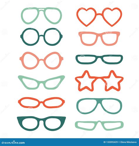 Colorful Glasses Isolated On White Stock Vector Illustration Of