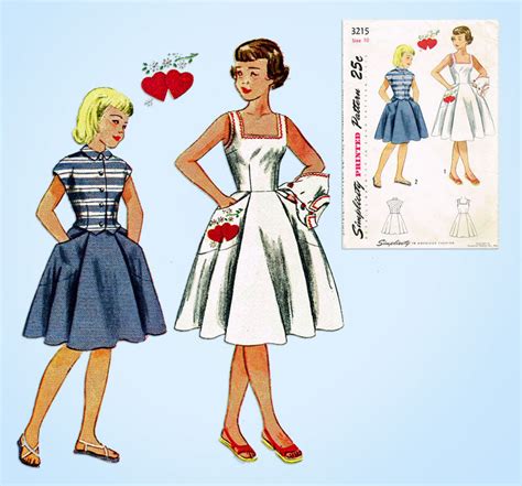 1950s Vintage Simplicity Sewing Pattern 3215 Uncut Girls Sun Dress 10