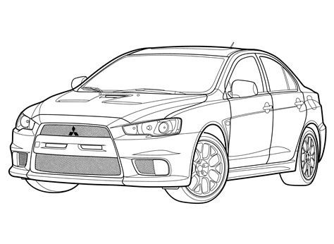 Mitsubishi Lancer Evolution Mr Coloring Page Free And Printable