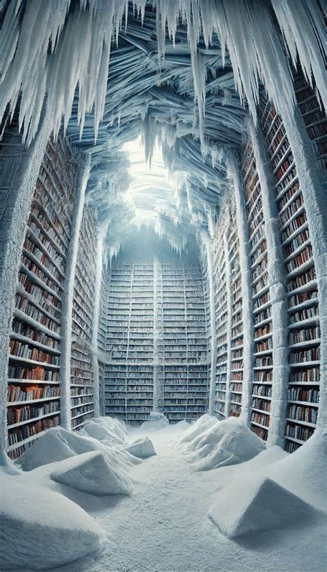Frozen Library A World Of Ice And Books Stock Illustration