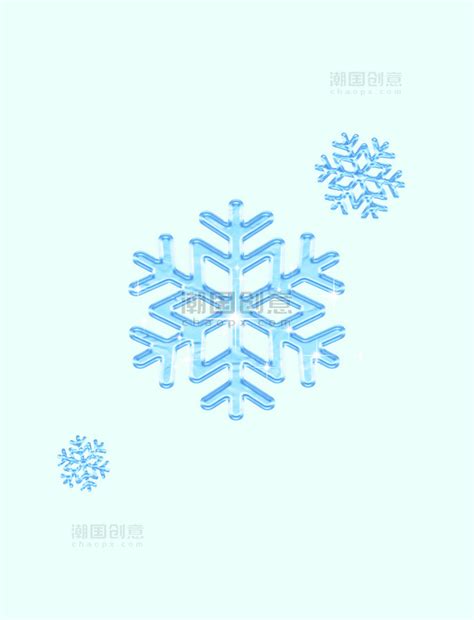 下雪立体雪花元素冬天冬季图片 潮国创意