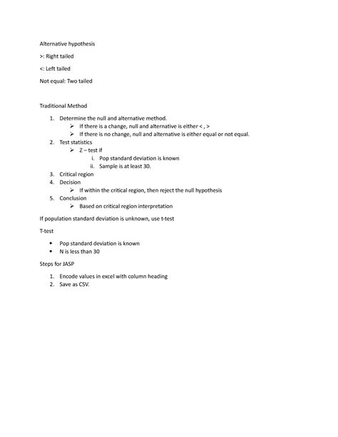 Alternative Hypothesis Alternative Hypothesis Right Tailed